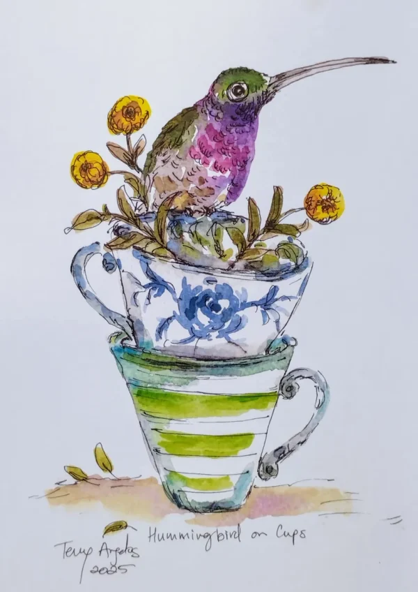 A4 Sunbird on Teacup — Digital Art Print by Terry Angelos - Terry ...